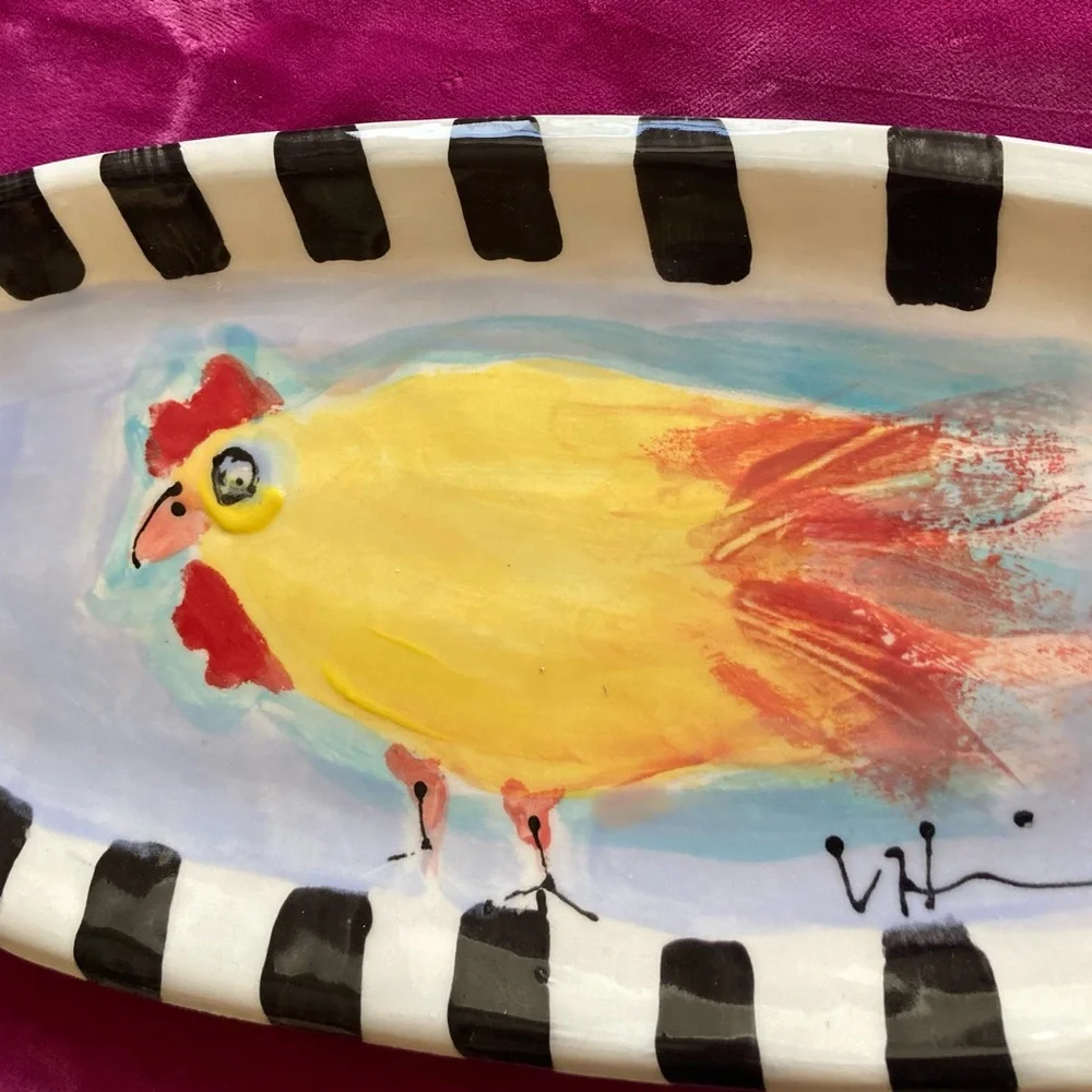 victoria heisler | Art | Handmade Ceramic Serving Tray Chicken Design ...